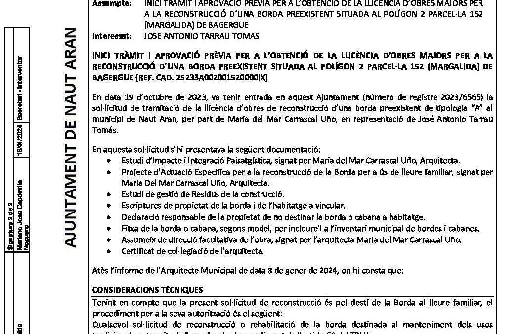 Certificat Aprovacion iniciau deth tramit - Margalida - Bagergue ...